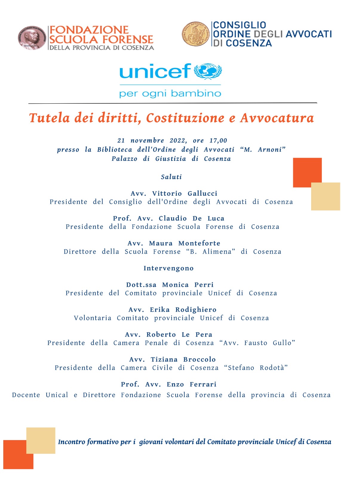 Incontro formativo “Tutela dei Diritti, Costituzione ed Avvocatura ...
