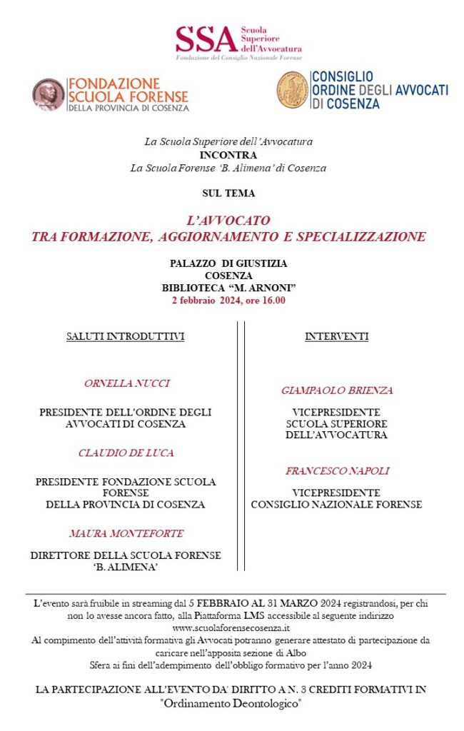 L’AVVOCATO TRA FORMAZIONE, AGGIORNAMENTO E SPECIALIZZAZIONE – Scuola ...